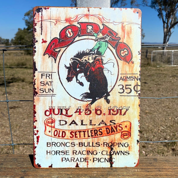 Tin Art Famous Dallas Rodeo 1917 - SWAN CREEK INTERIORS
